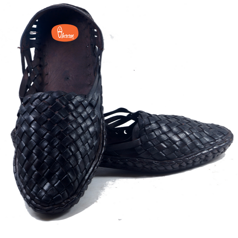 Mens Hand Woven Full Net Shoes Dark Brown Color