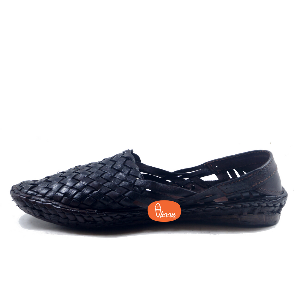 Mens Hand Woven Full Net Shoes Dark Brown Color