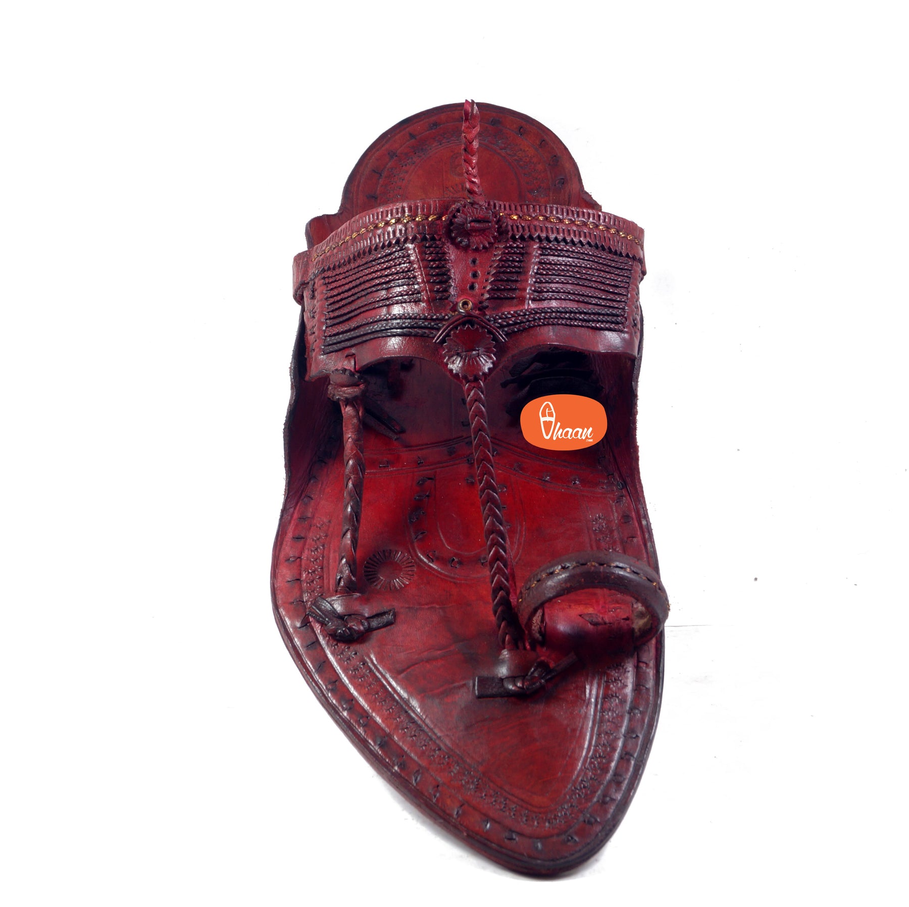 Handcrafted red kolhapuri chappal For Men | Vhaan