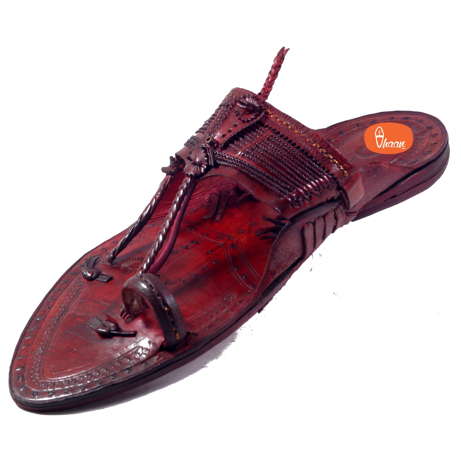 Handcrafted red kolhapuri chappal For Men | Vhaan