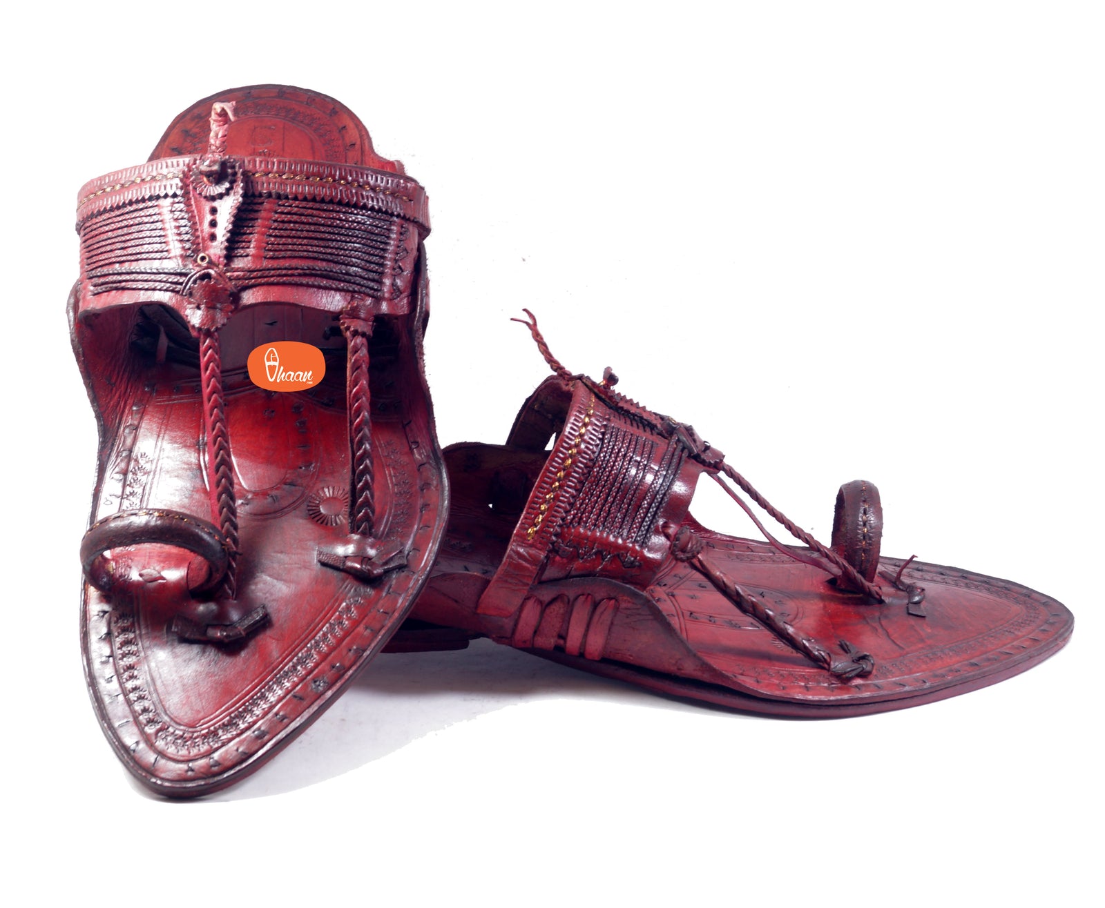 Handcrafted red kolhapuri chappal For Men | Vhaan